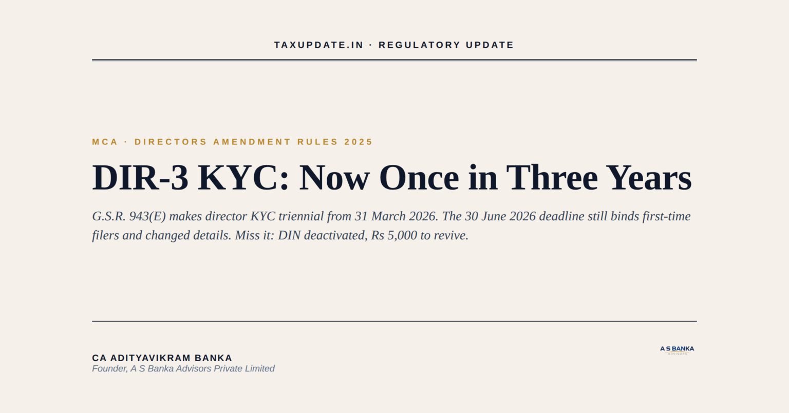 DIR-3 KYC Due Date June 30, 2026: The New Triennial Director KYC Rule ...